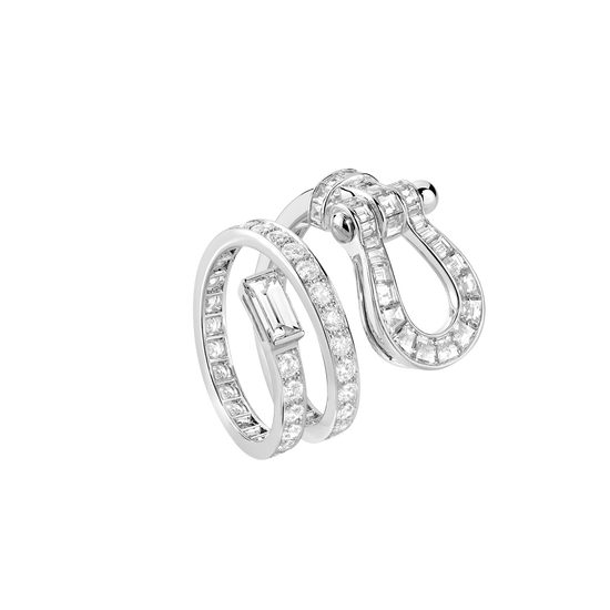Force 10 ring 18k white gold with baguette-cut diamonds - Fred Paris