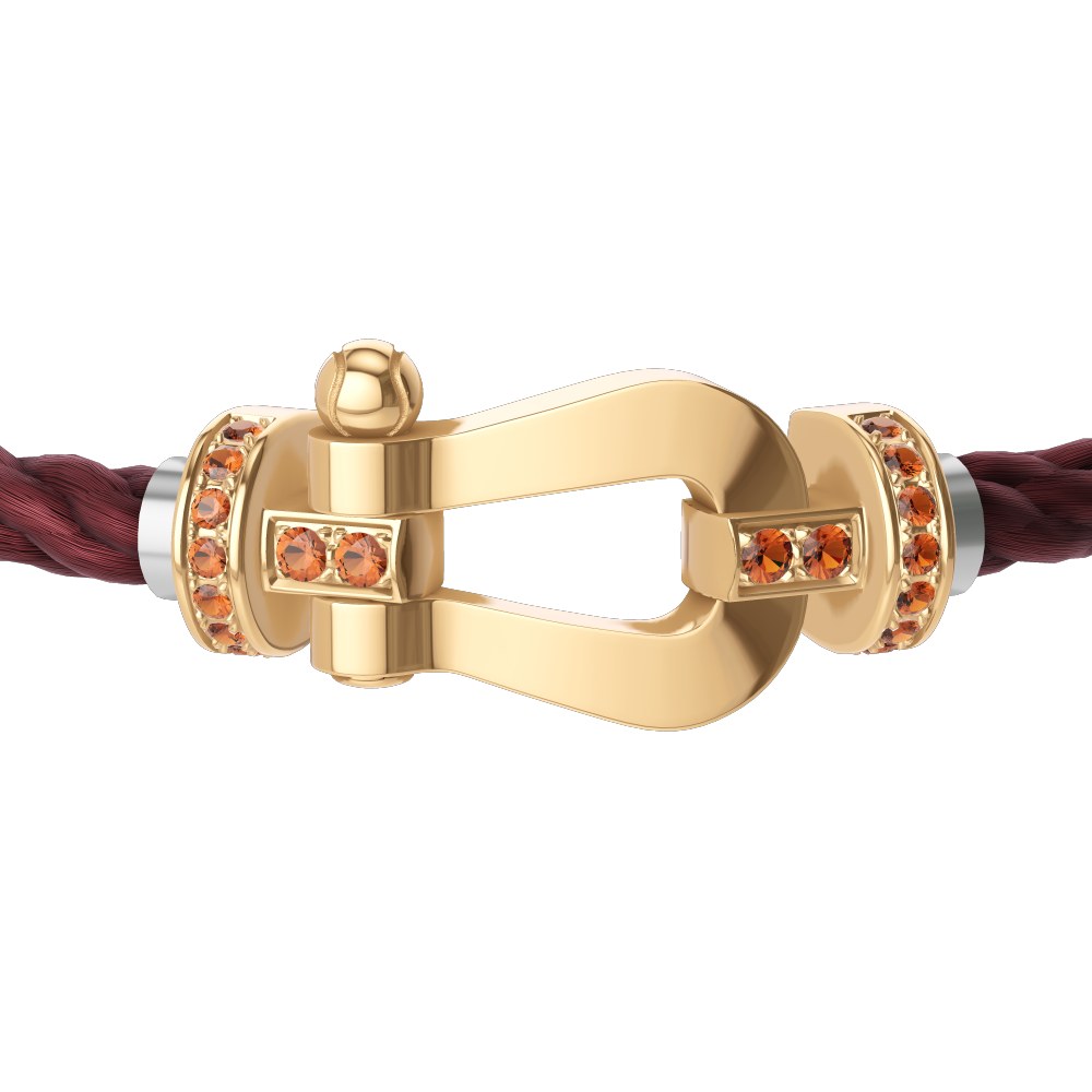 포스텐 브레이슬릿 #FREDxRolandGarros 18K 옐로 골드 및 만다린 가넷 라지 모델 - Fred Paris
