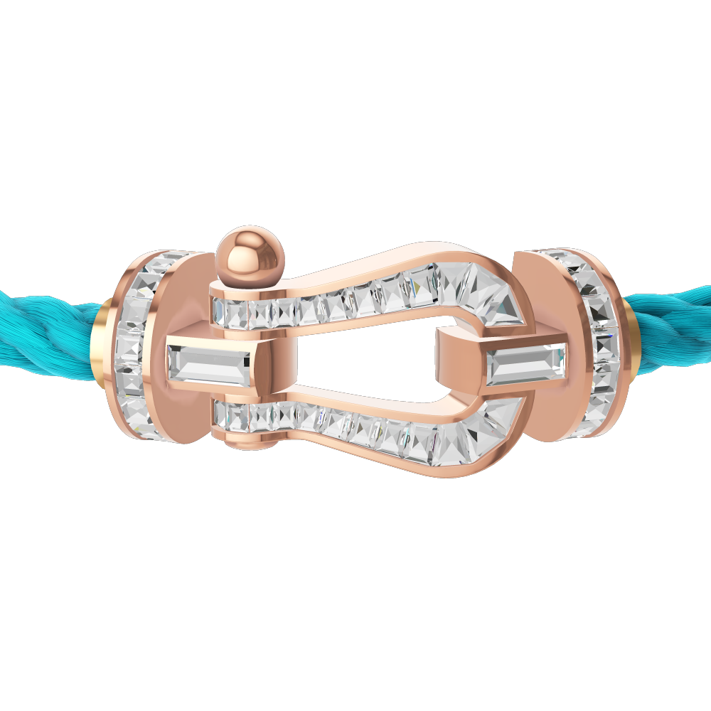 Force 10 bracelet 18k pink gold and baguette-cut diamonds large model ...