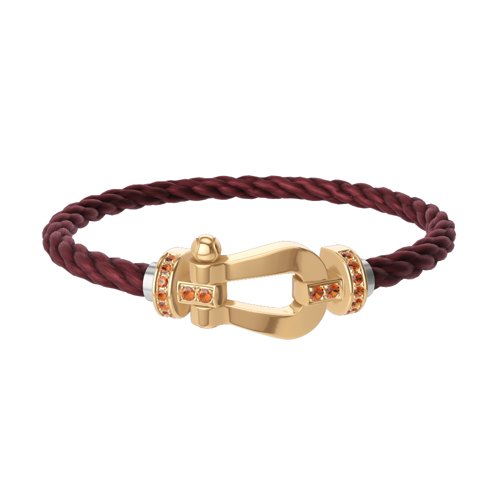 포스텐 브레이슬릿 #FREDxRolandGarros 18K 옐로 골드 및 만다린 가넷 라지 모델 - Fred Paris